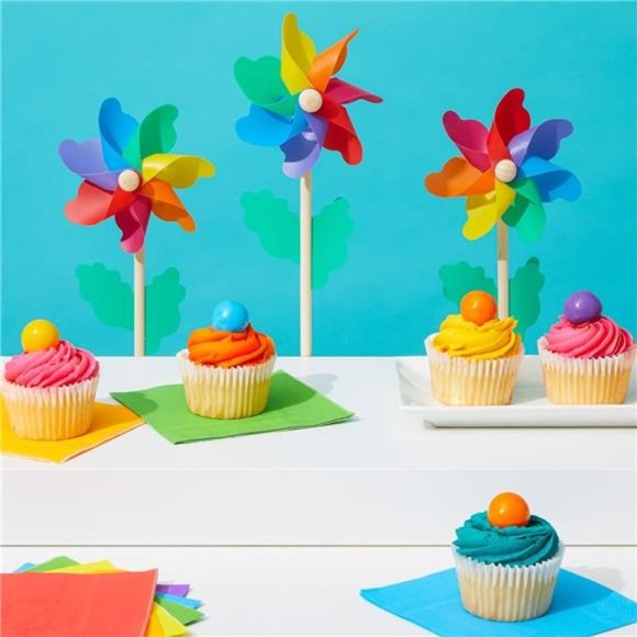 Accents | 12pack Rainbow Flower Pinwheels For Yard And Garden Outdoor ...